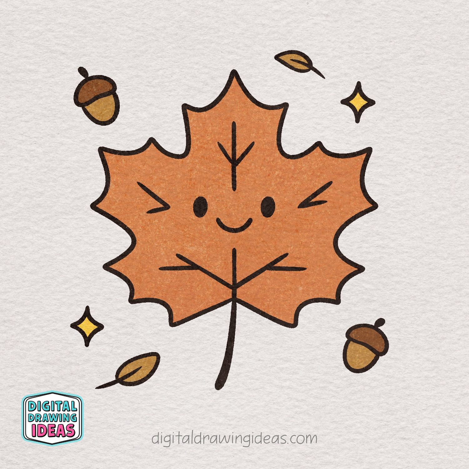 How to Draw a Fall Leaf - Digital Drawing Ideas