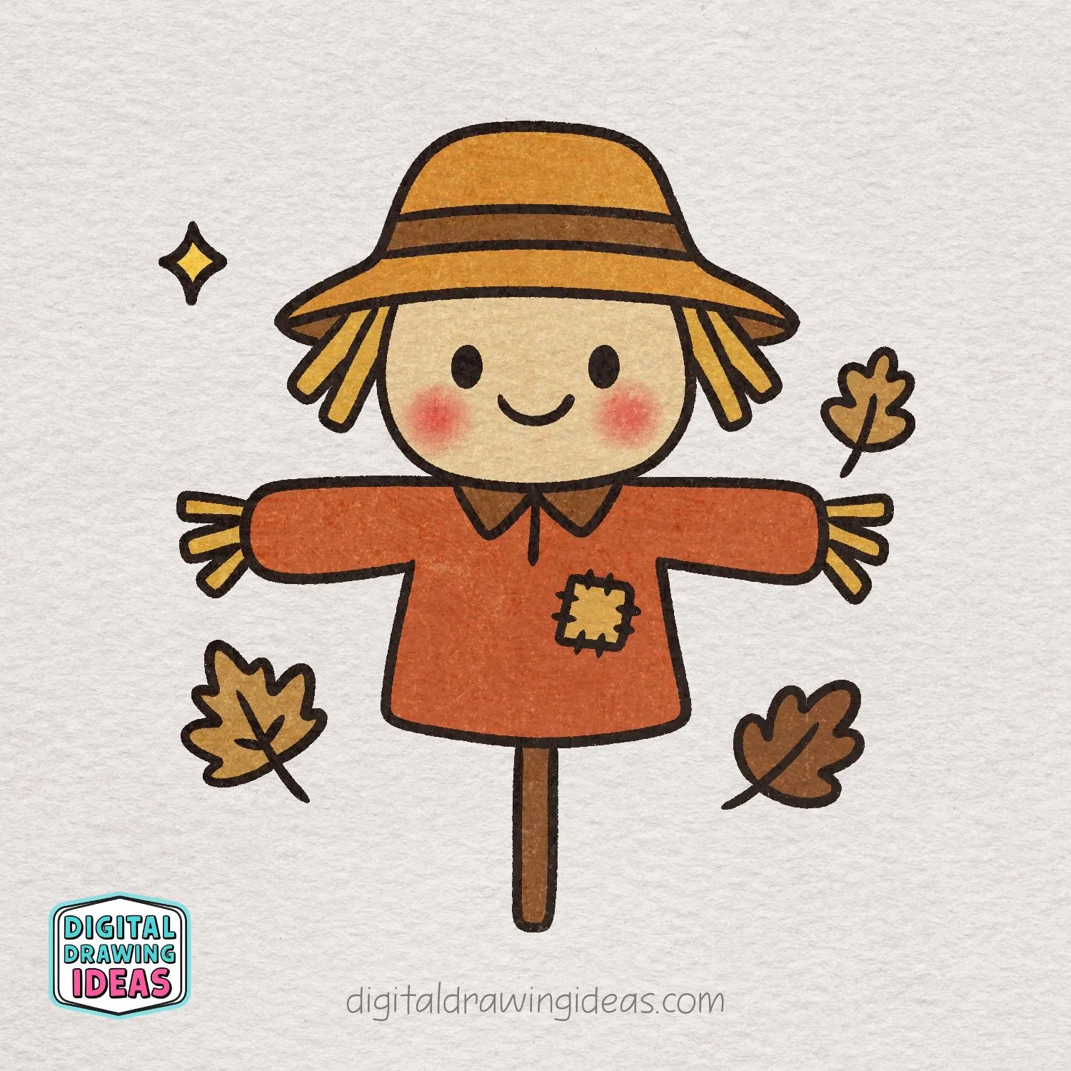 How to Draw a Scarecrow - Digital Drawing Ideas