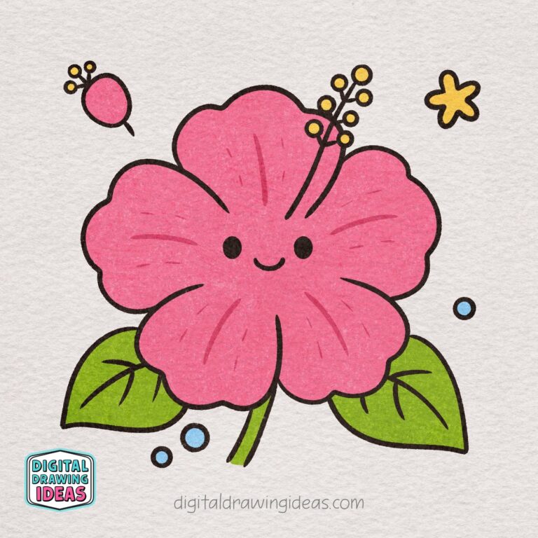 How to Draw Hibiscus Flower - Digital Drawing Ideas