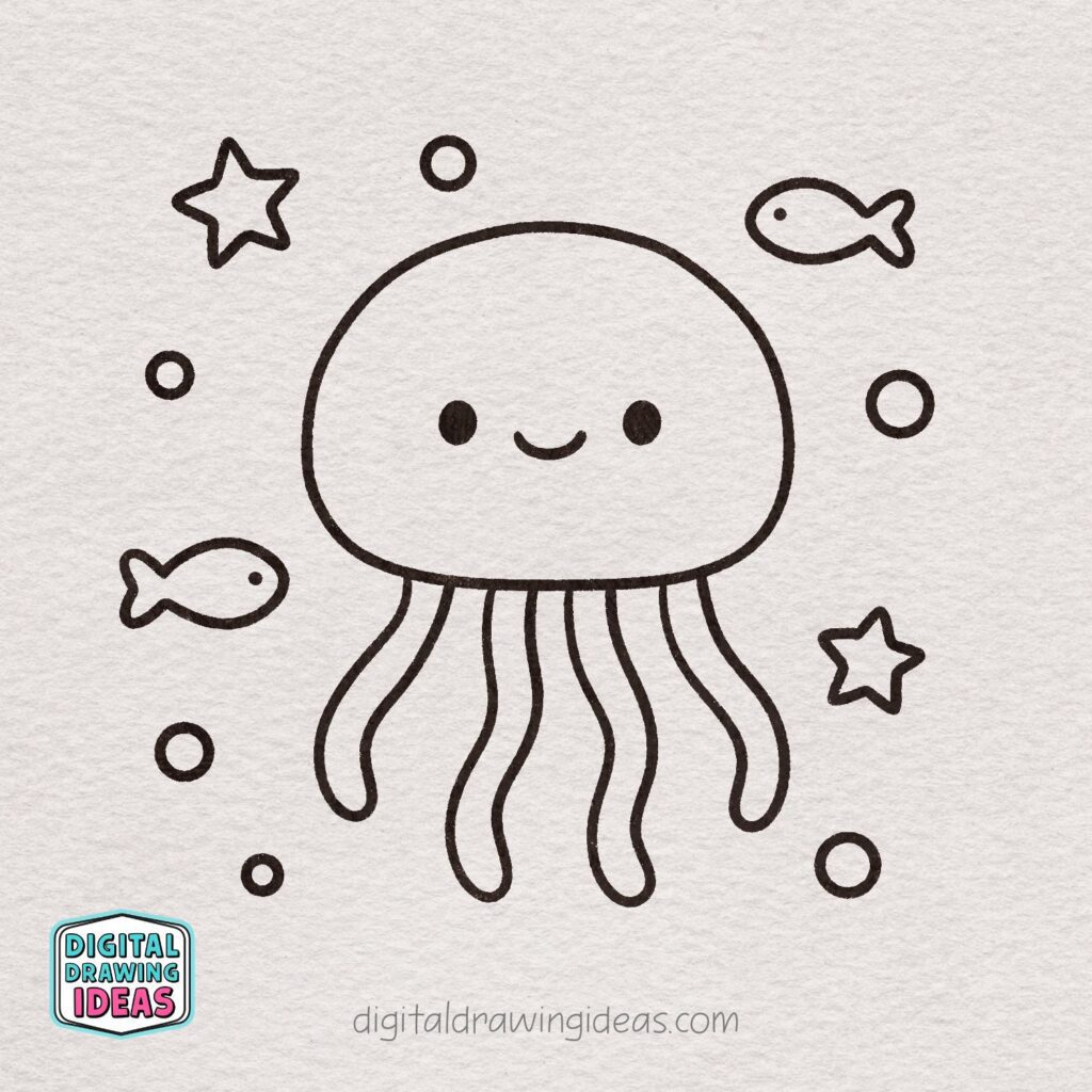 How to Draw a Jellyfish - Digital Drawing Ideas