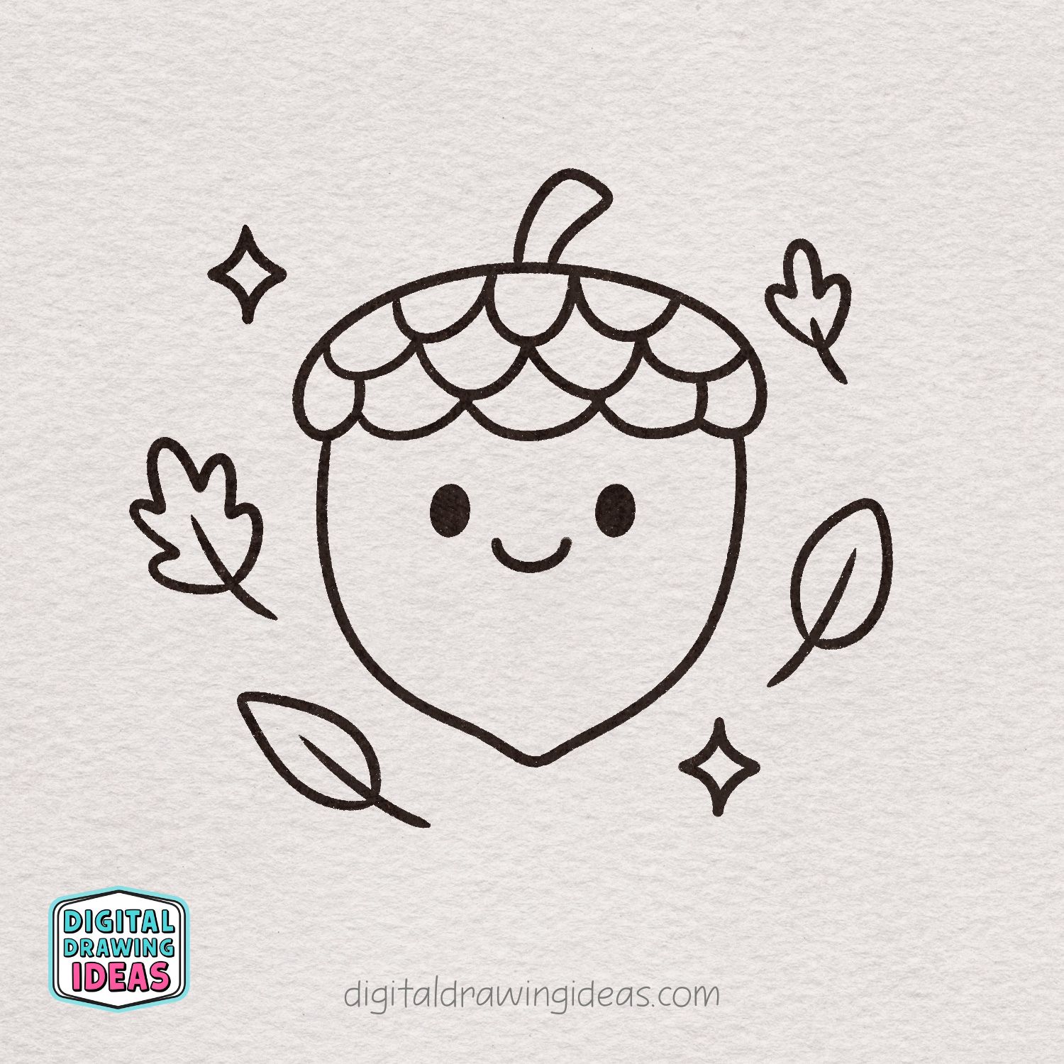 How to Draw an Acorn - Digital Drawing Ideas