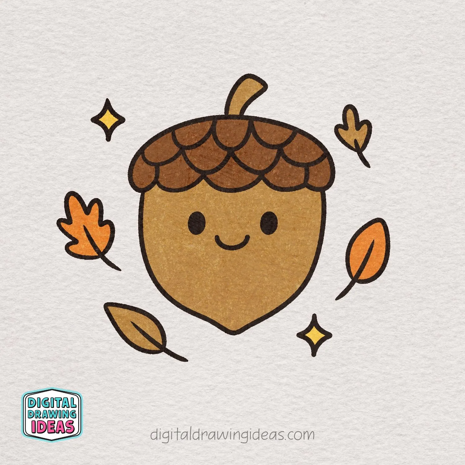 How to Draw an Acorn - Digital Drawing Ideas
