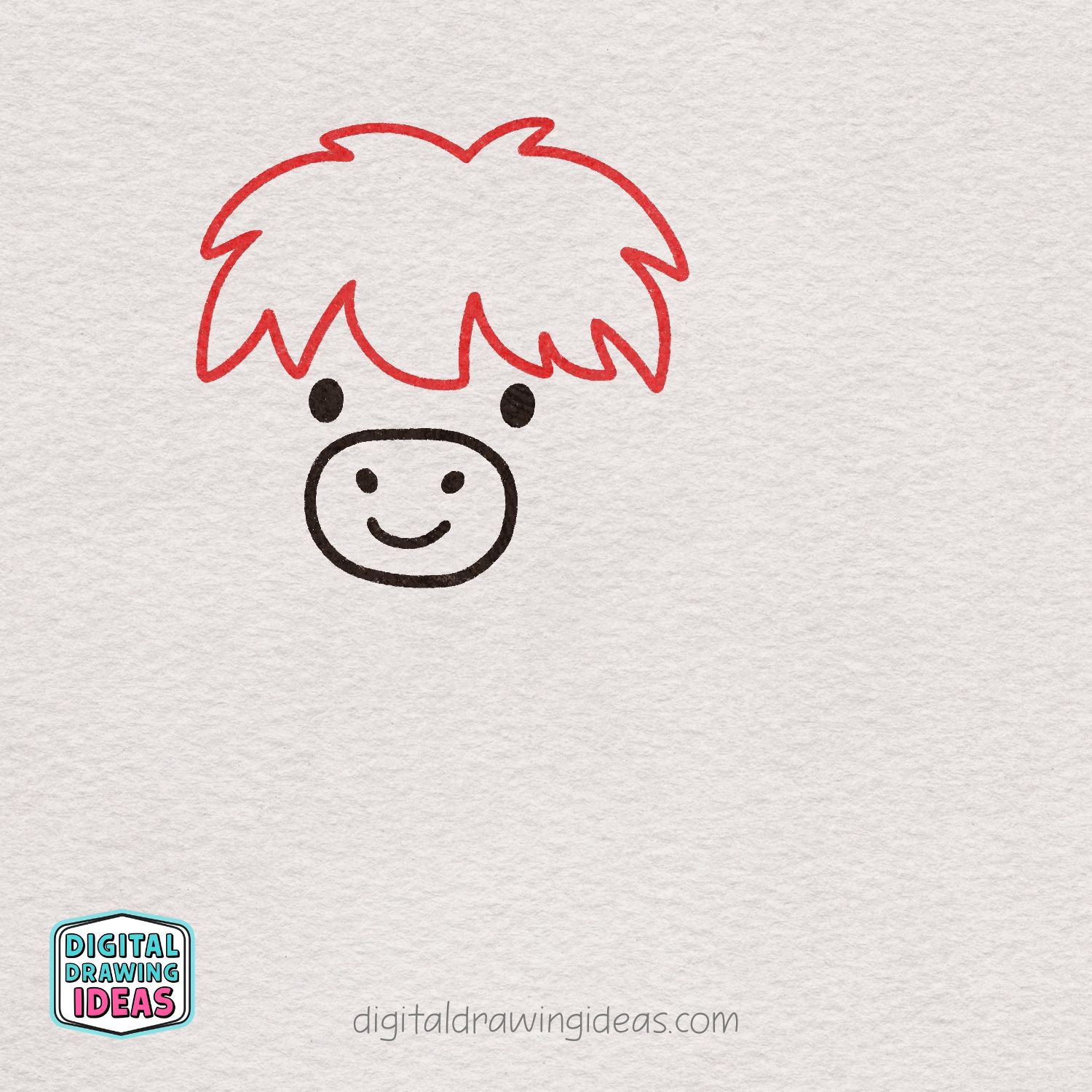 How to Draw a Highland Cow - Digital Drawing Ideas