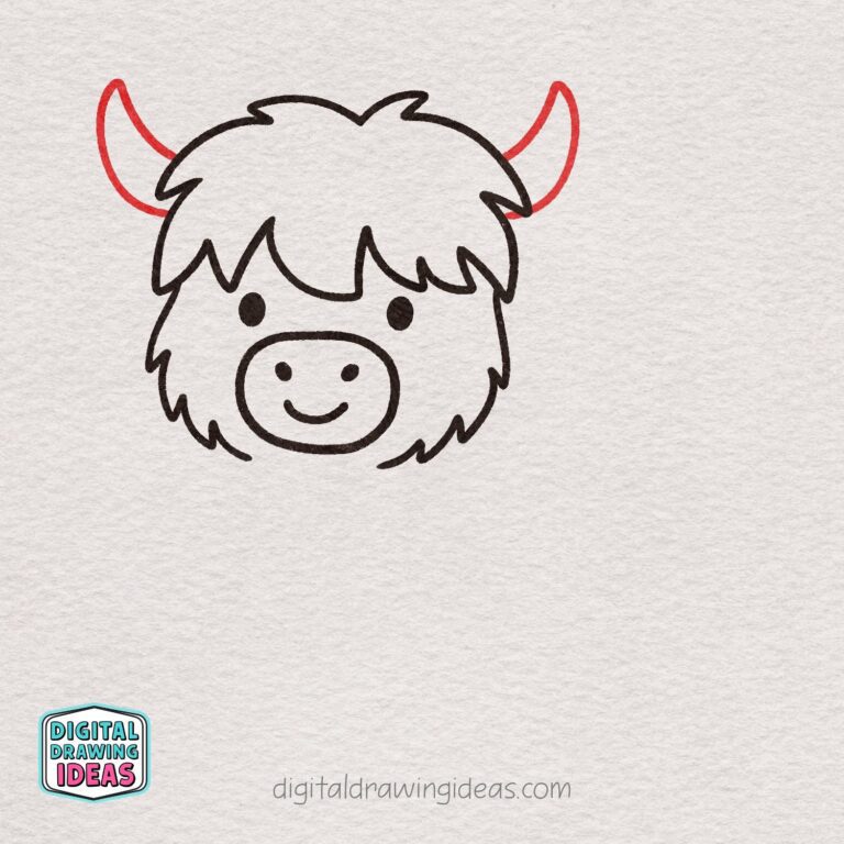 How to Draw a Highland Cow - Digital Drawing Ideas