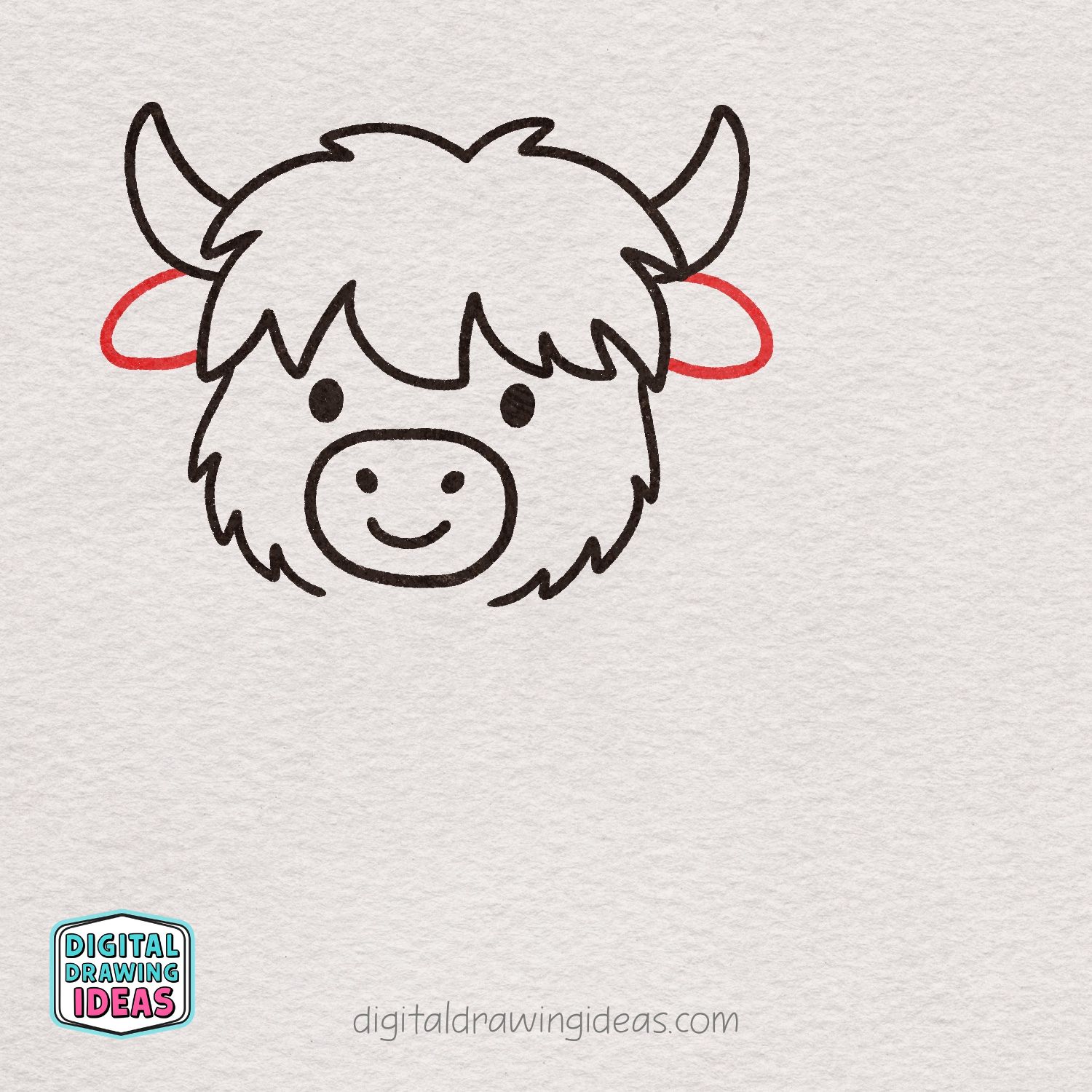 How to Draw a Highland Cow - Digital Drawing Ideas