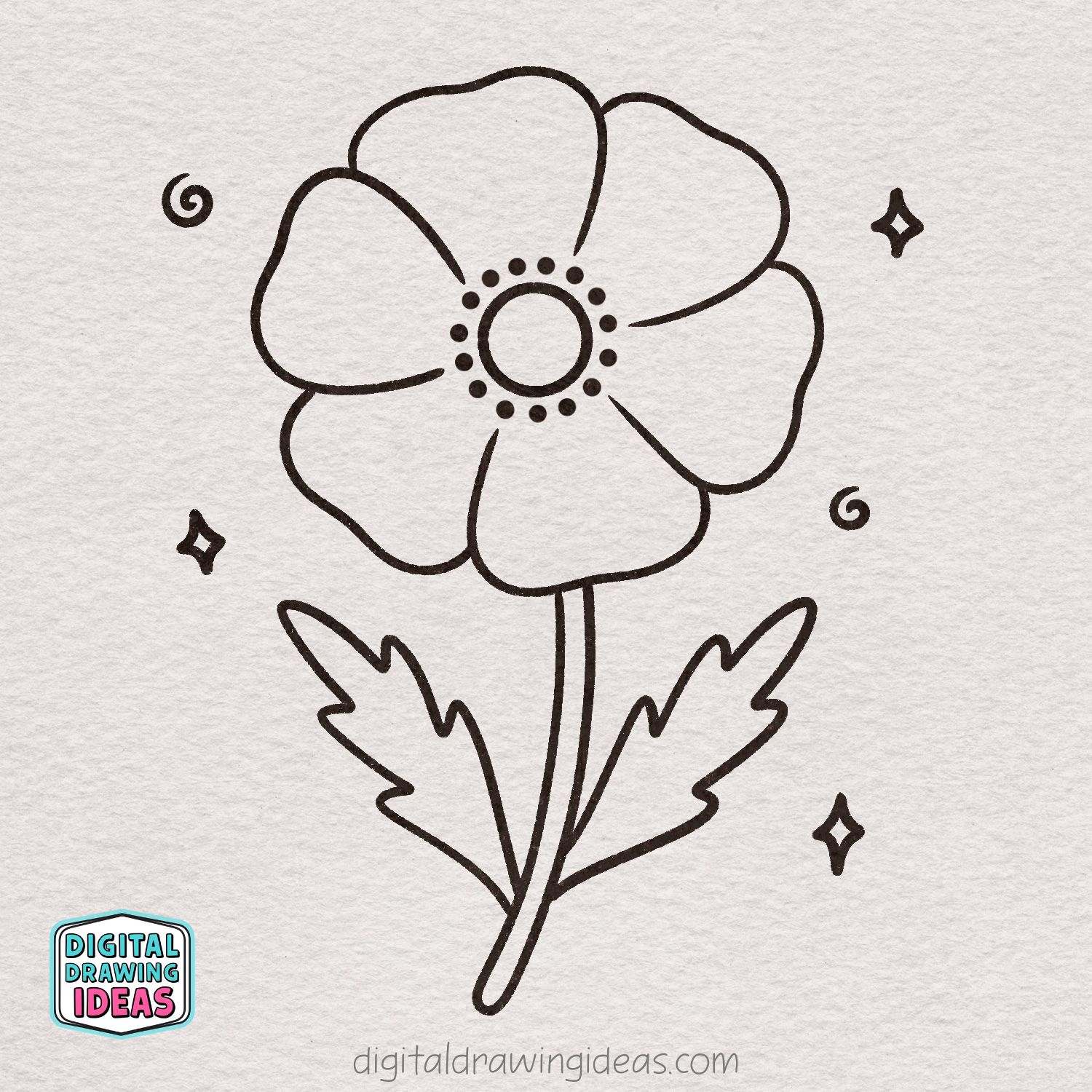How to Draw a Poppy Flower - Digital Drawing Ideas
