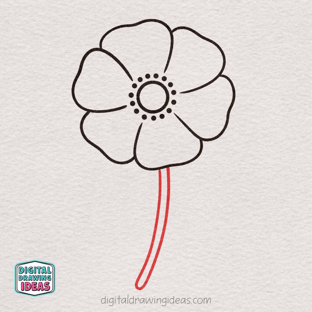 How to Draw a Poppy Flower - Digital Drawing Ideas