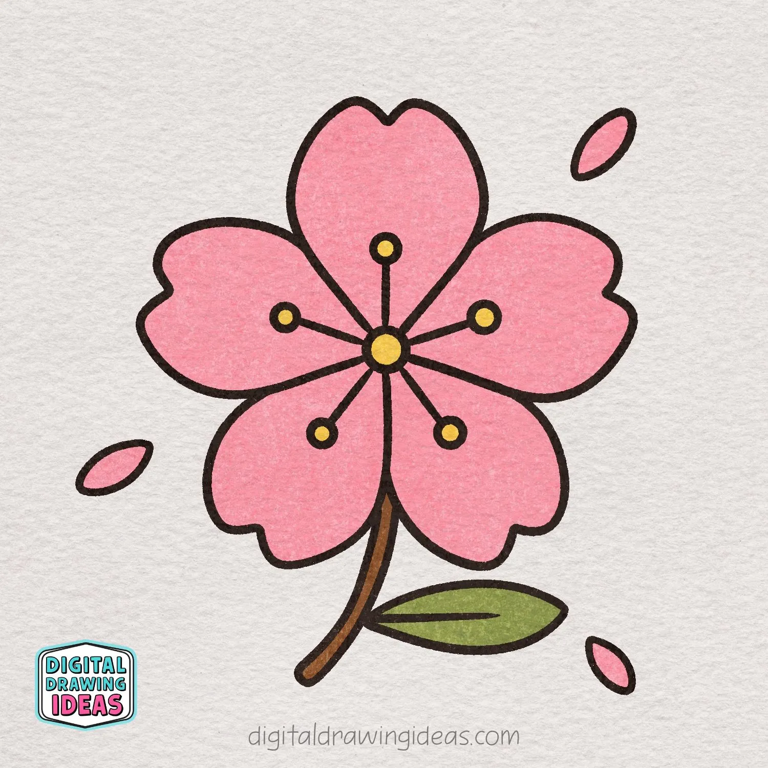 How to Draw a Sakura Flower - Digital Drawing Ideas
