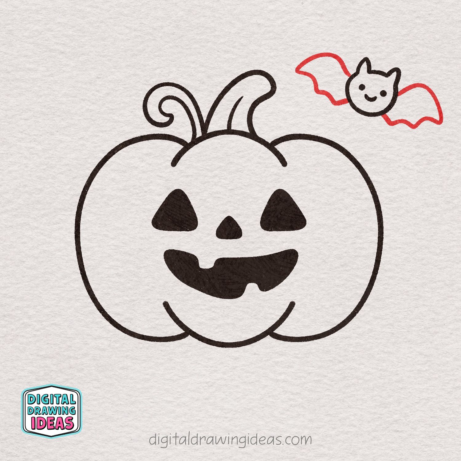 How to Draw a Halloween Pumpkin - Digital Drawing Ideas