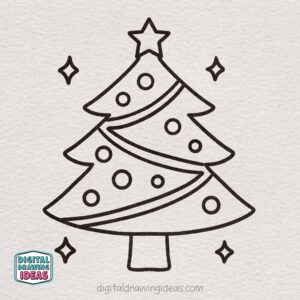 How to Draw a Christmas Tree - Digital Drawing Ideas