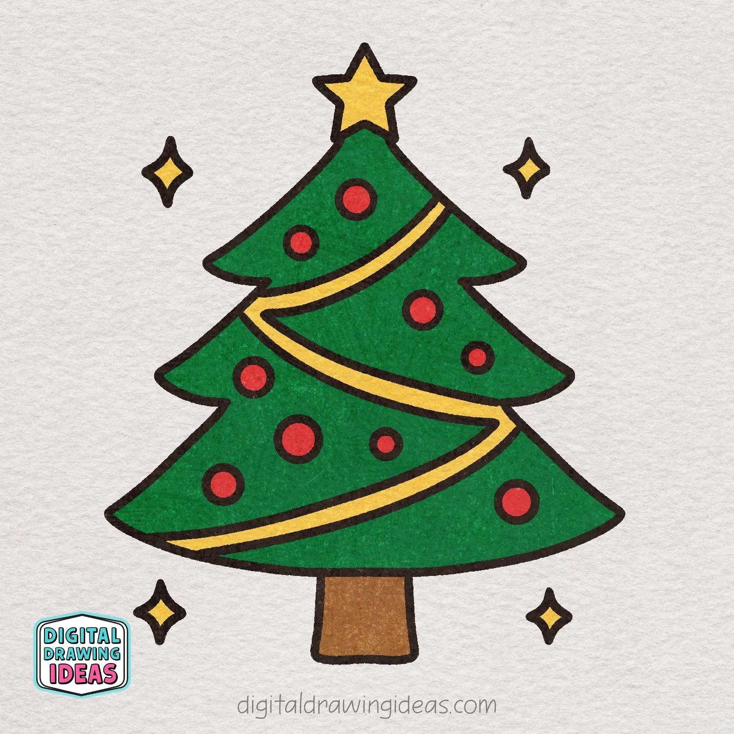 How to Draw a Christmas Tree - Digital Drawing Ideas