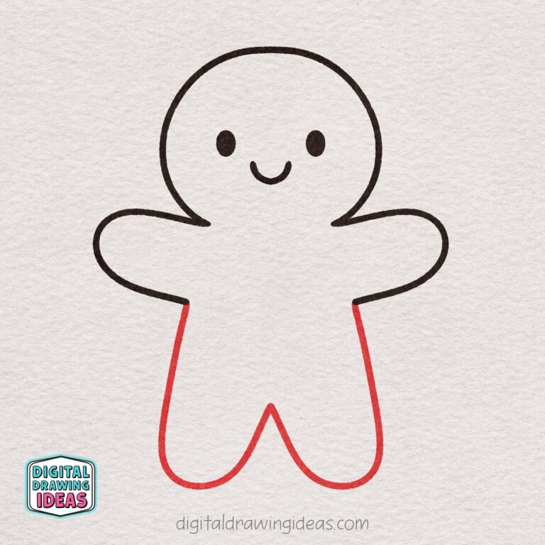 How to Draw a Gingerbread Man - Digital Drawing Ideas