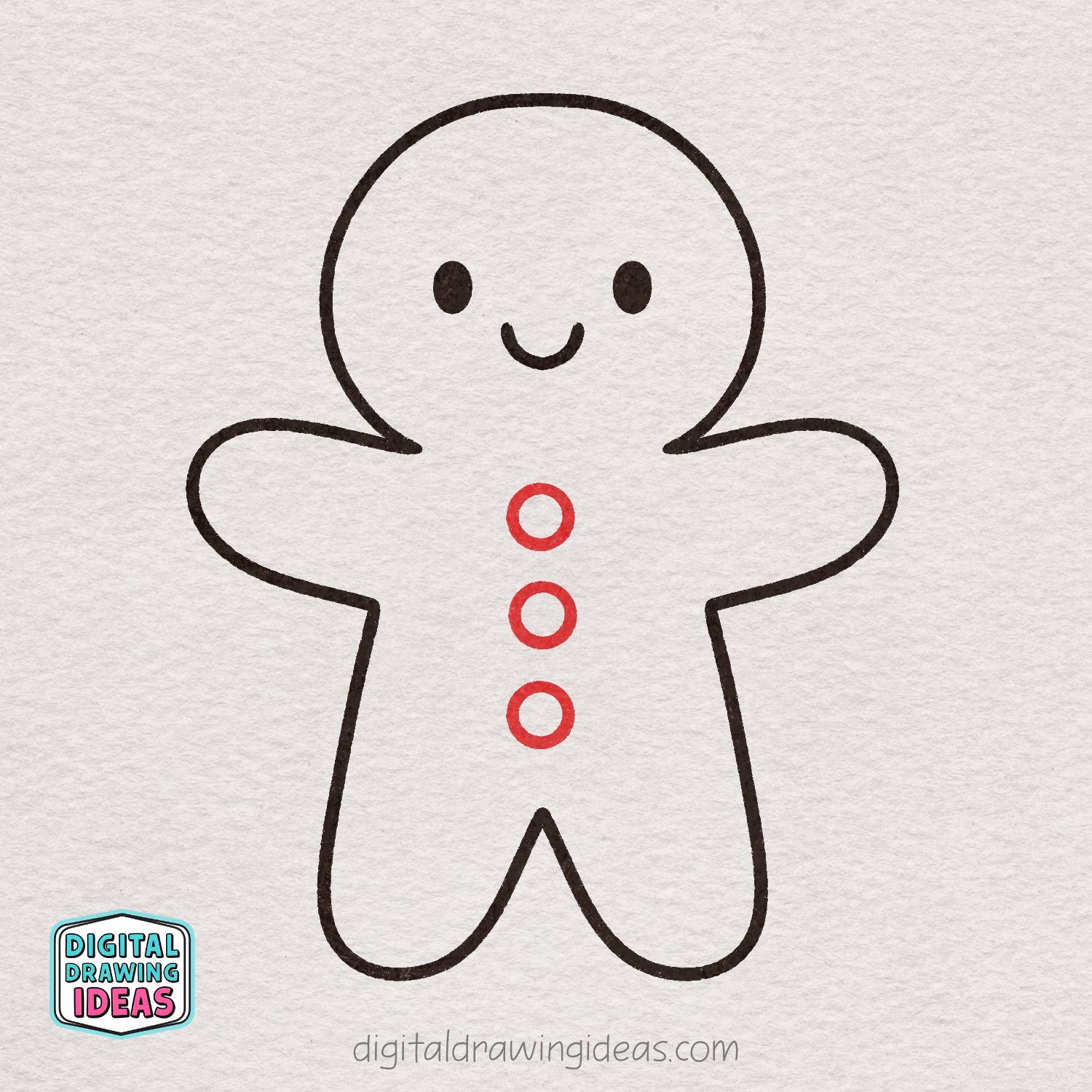 How to Draw a Gingerbread Man - Digital Drawing Ideas