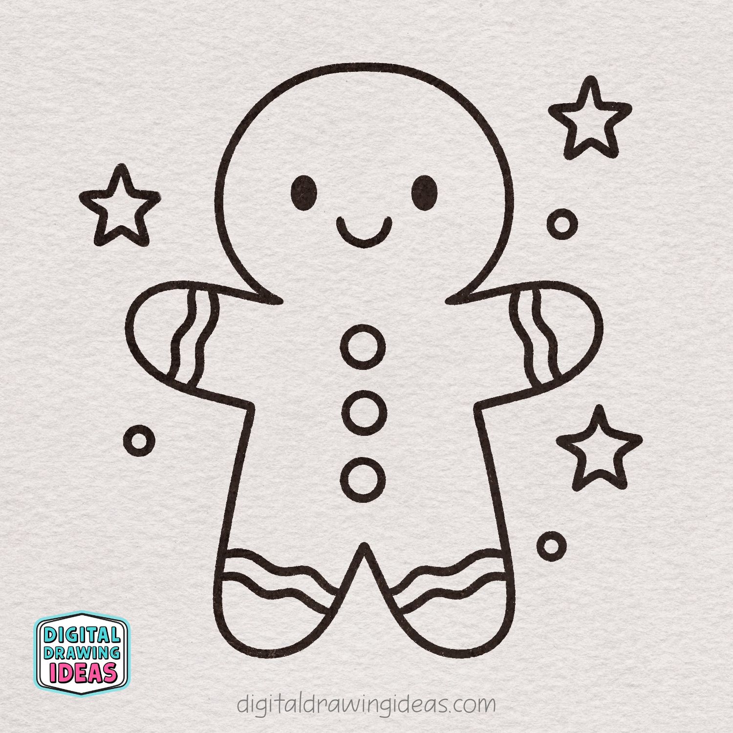 How to Draw a Gingerbread Man - Digital Drawing Ideas