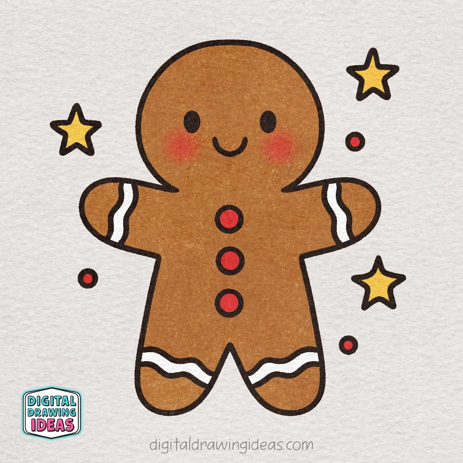 How to Draw a Gingerbread Man - Digital Drawing Ideas