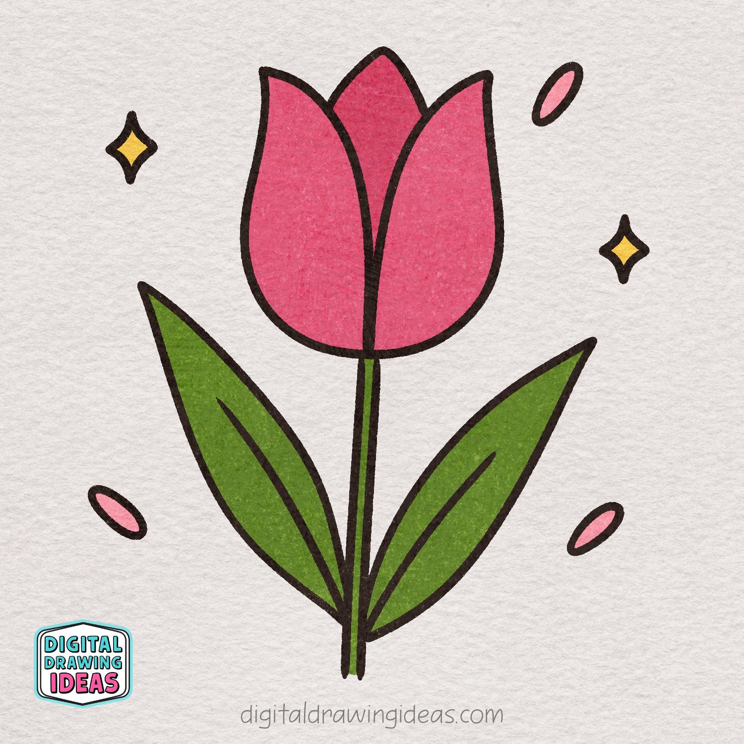 How to Draw a Tulip flower - Digital Drawing Ideas