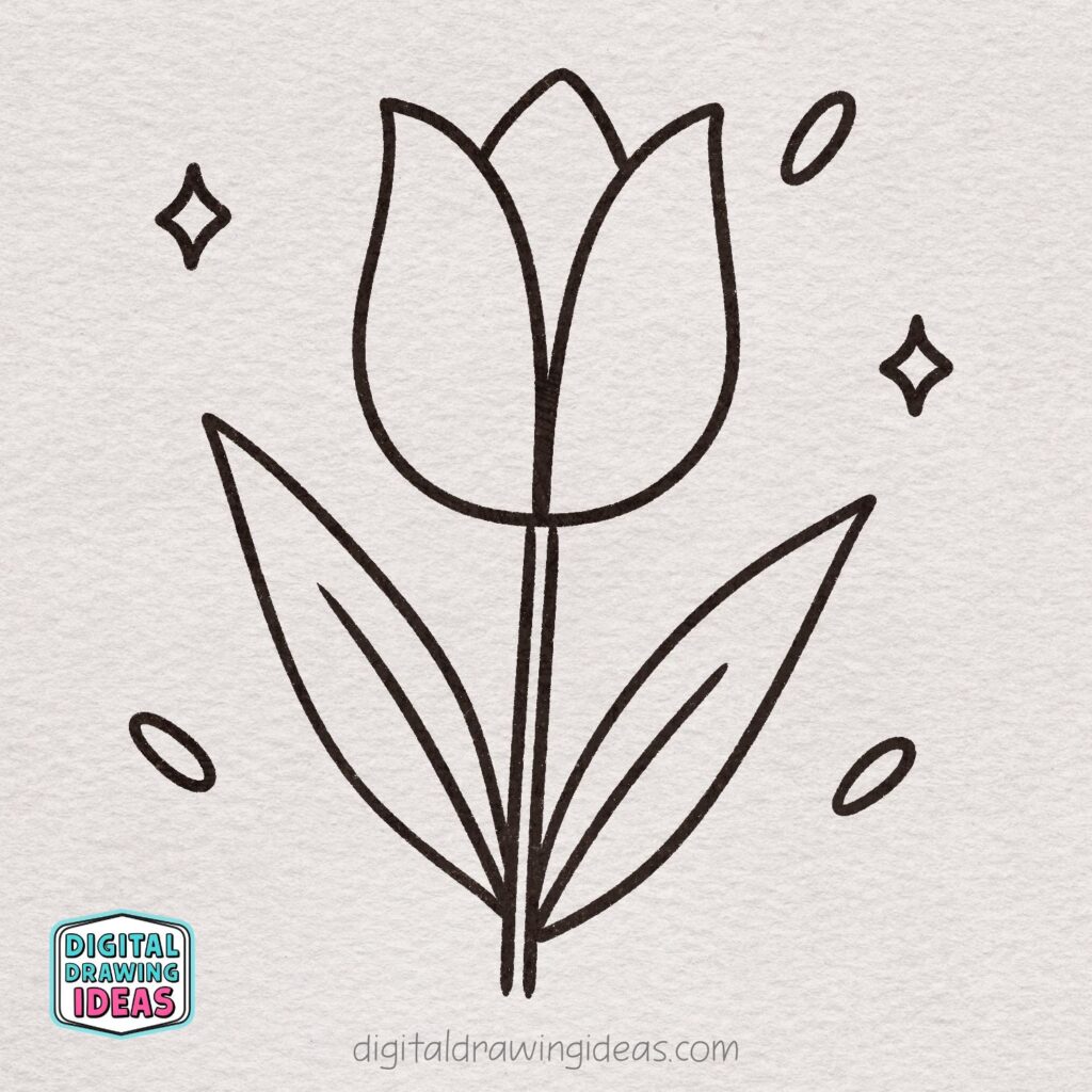 How to Draw a Tulip flower - Digital Drawing Ideas