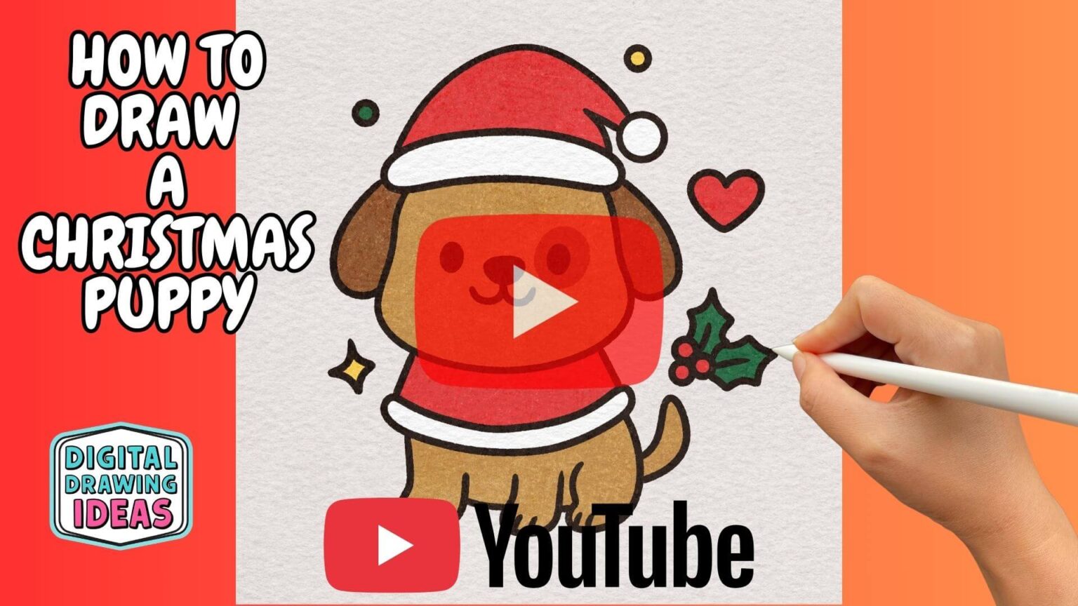 How to Draw a Christmas Puppy - Digital Drawing Ideas