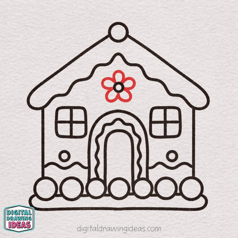 How to Draw a Gingerbread House - Digital Drawing Ideas