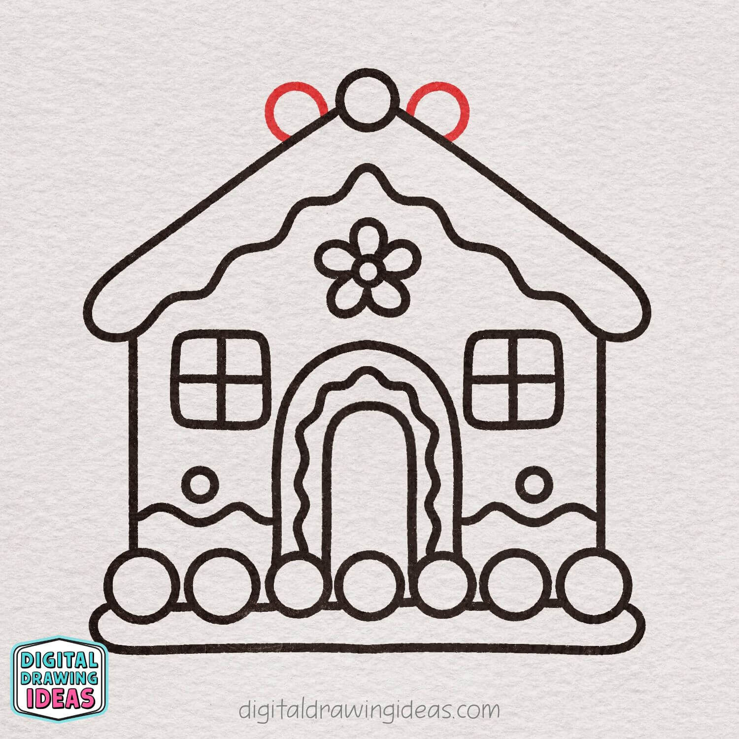 How to Draw a Gingerbread House - Digital Drawing Ideas