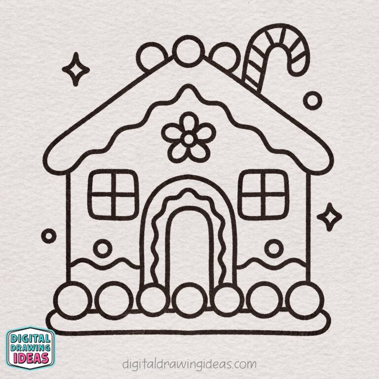 How to Draw a Gingerbread House - Digital Drawing Ideas