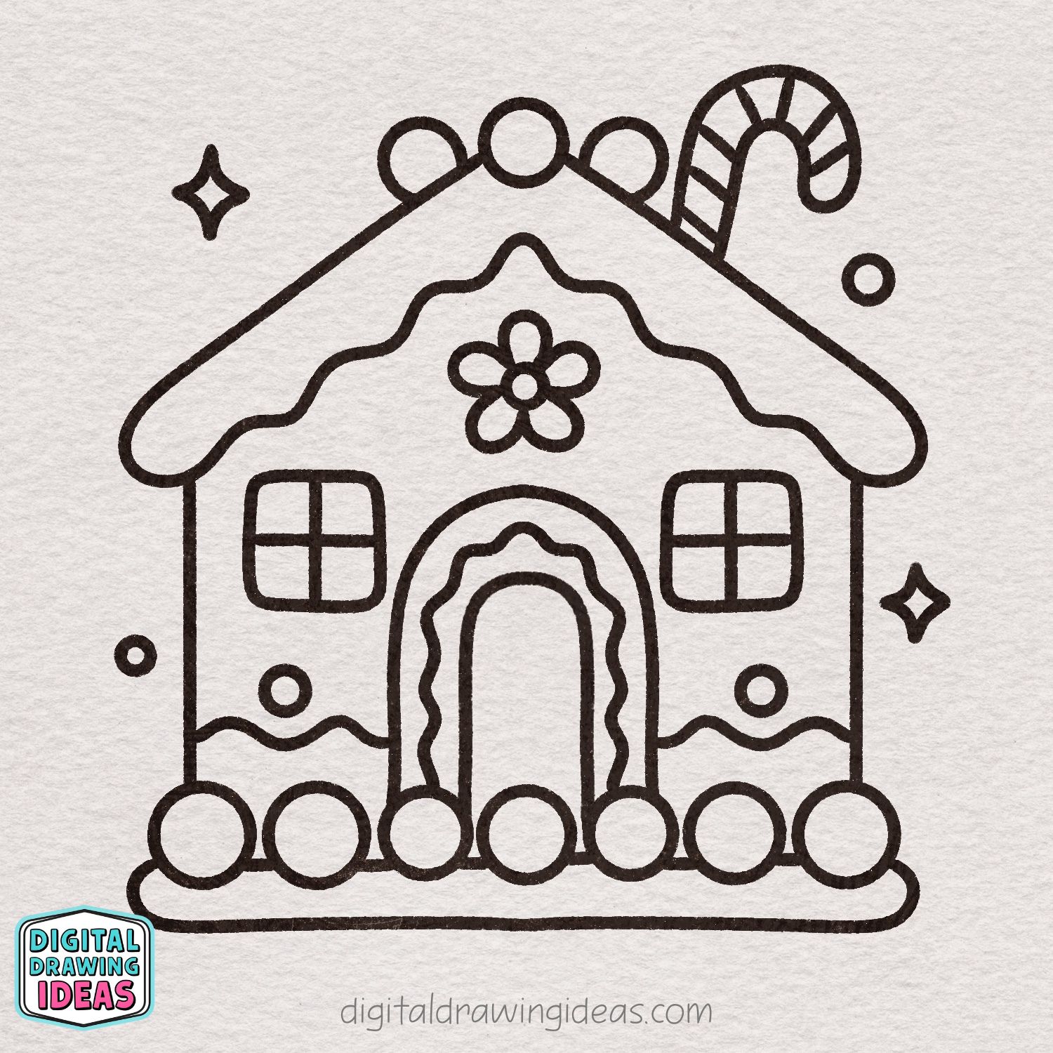 How to Draw a Gingerbread House - Digital Drawing Ideas