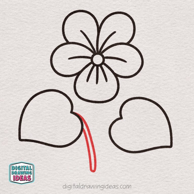 How to Draw a Violet Flower - Digital Drawing Ideas