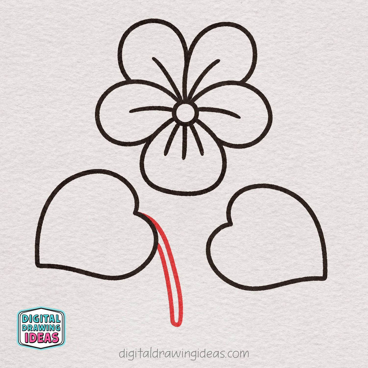 How to Draw a Violet Flower - Digital Drawing Ideas