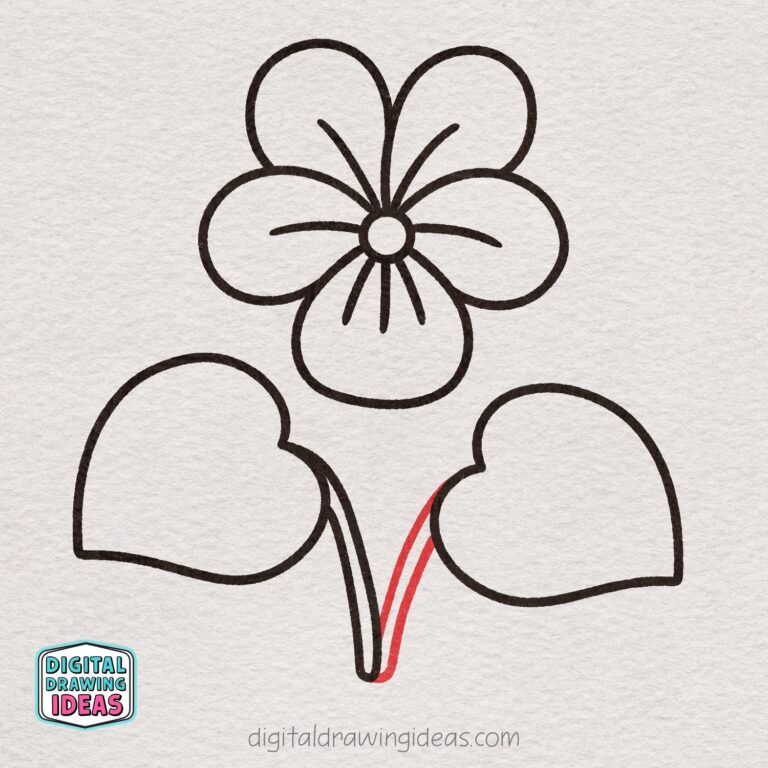 How to Draw a Violet Flower - Digital Drawing Ideas