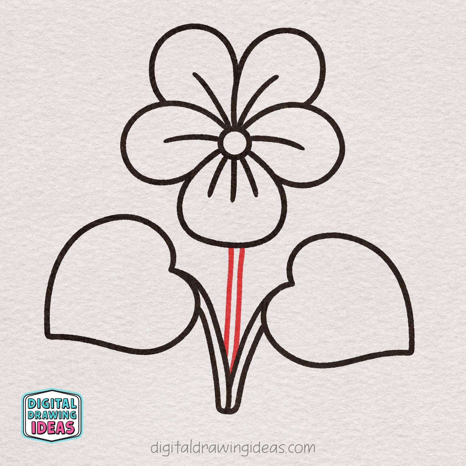 How to Draw a Violet Flower - Digital Drawing Ideas