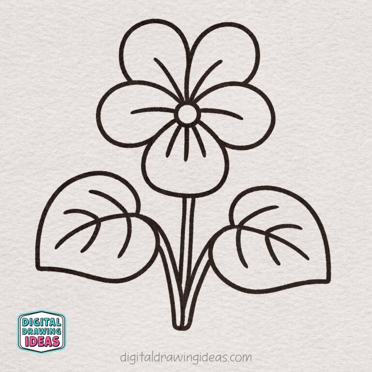 How to Draw a Violet Flower - Digital Drawing Ideas