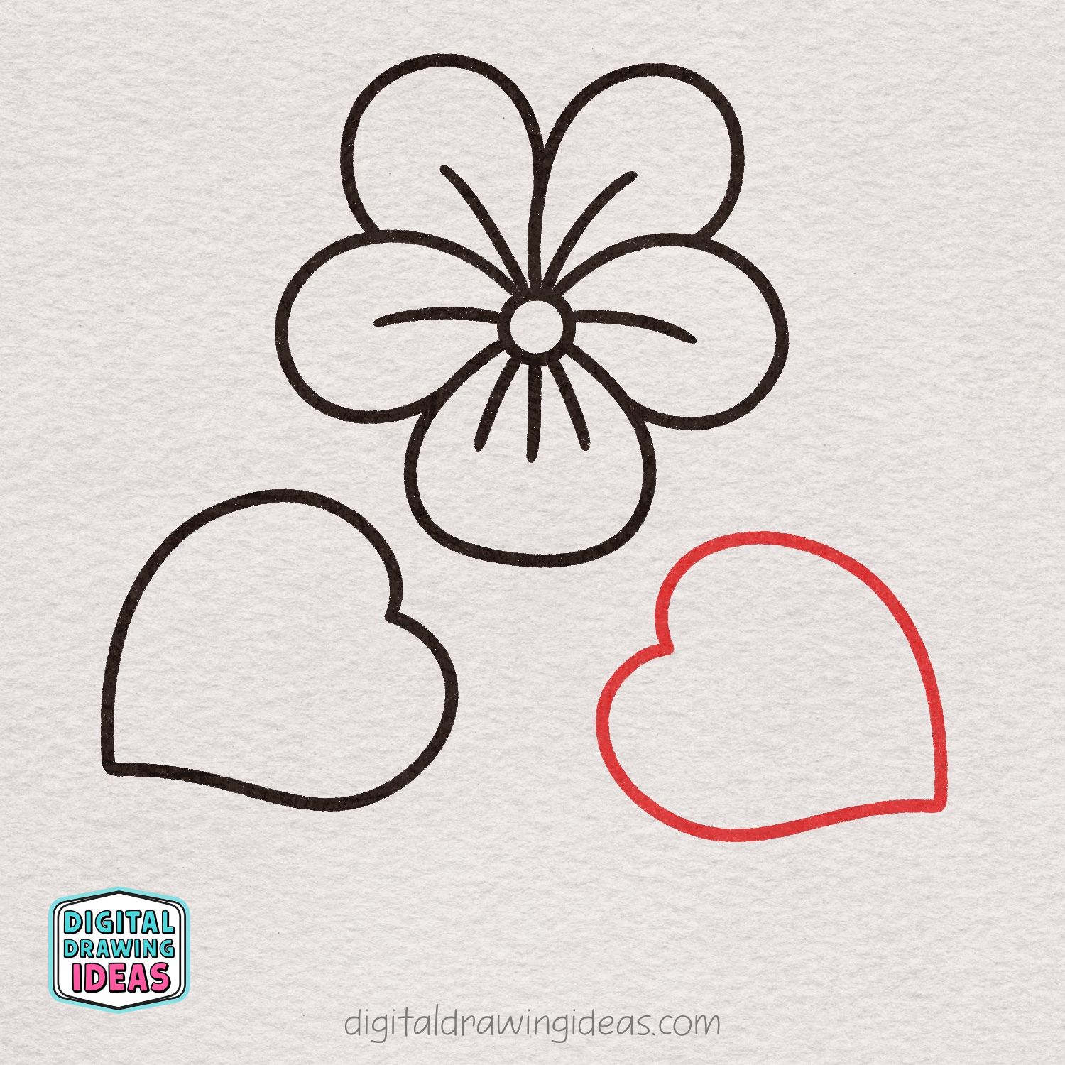How to Draw a Violet Flower - Digital Drawing Ideas