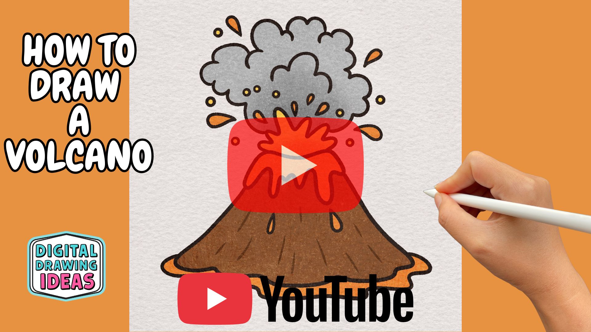 How to Draw a Volcano - Digital Drawing Ideas