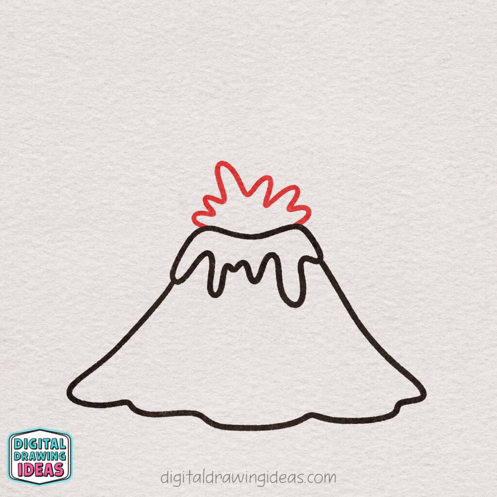 How to Draw a Volcano - Digital Drawing Ideas