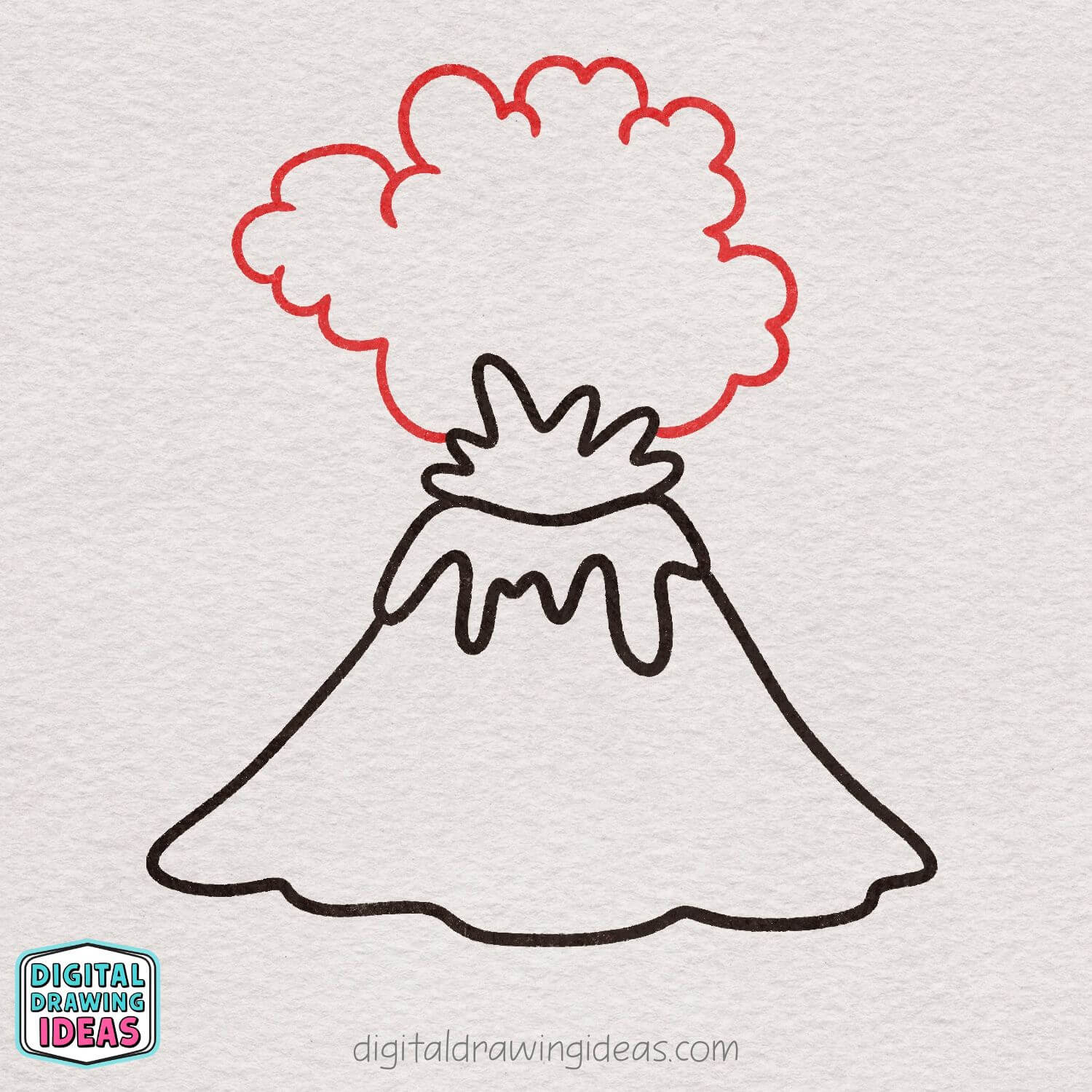 How to Draw a Volcano - Digital Drawing Ideas
