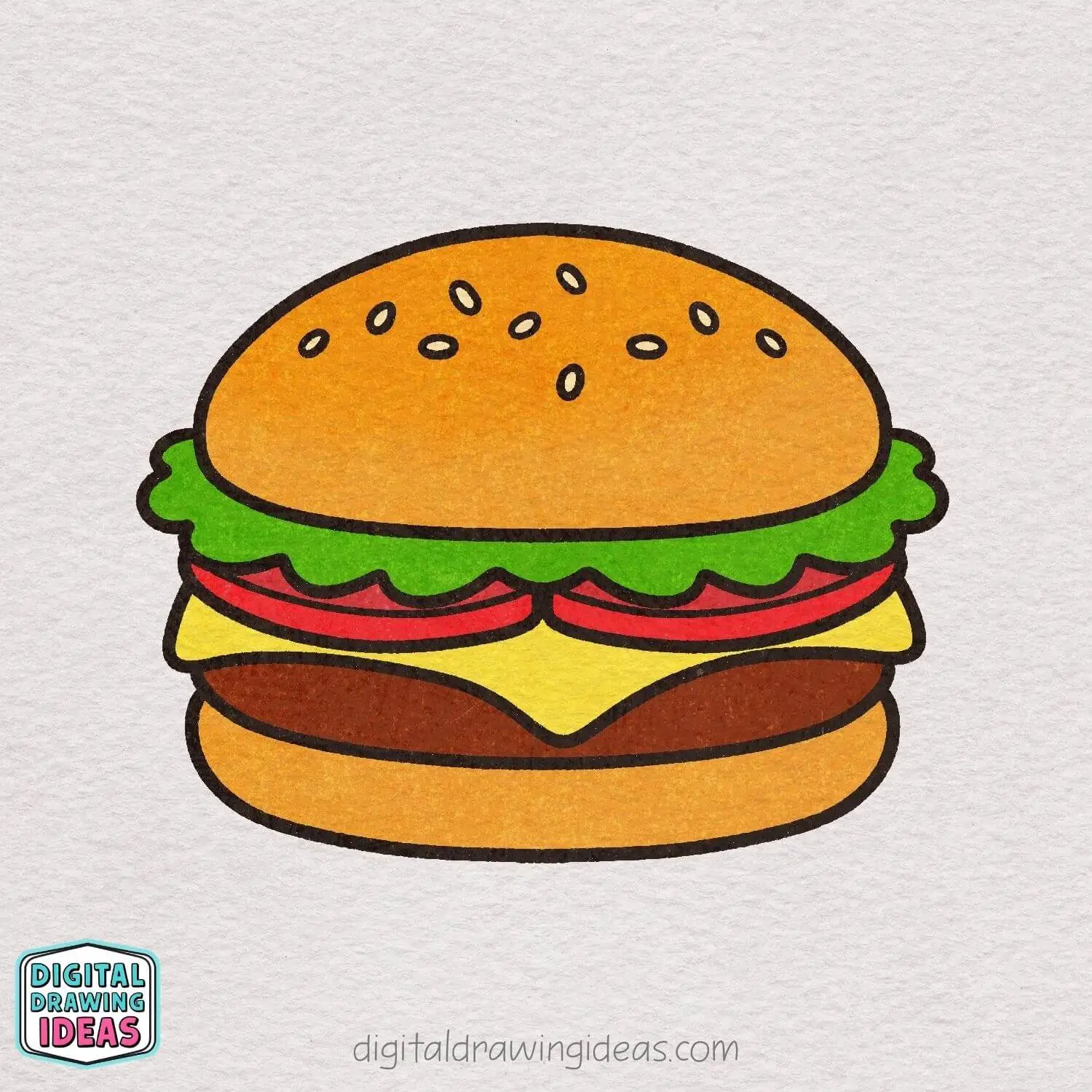 How to Draw a Hamburger - Digital Drawing Ideas